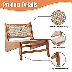 HAOBO Home Rattan Chair Mid Century Modern Accent Chair for Reading Living Room Home Bedroom