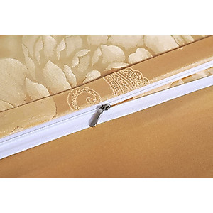 Satin Duvet Cover Queen Size, Floral Jacquard Satin Duvet Cover Set 3 Piece Luxury Silk Like Bedding Comforter Cover Set 90"x90", 2 Piece Pillowcase with Zipper Closure & Corner Ties (01,Queen)