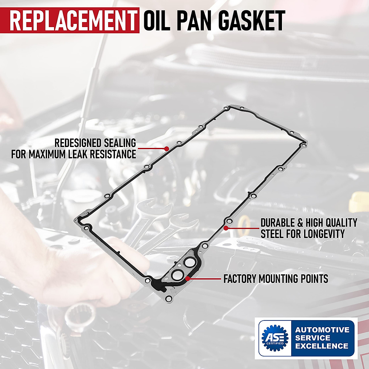 Replacement Oil Pan Gasket - Replaces 12612350, OS30693R, PG3165, Compatible with Buick, Cadillac, Chevrolet, GMC, Hummer, Isuzu & Pontiac Vehicles - Rainier, Escalade, Avalanche, Sierra, Silverado