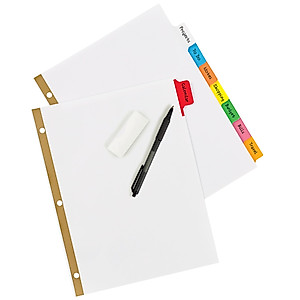 AVERY 8-Tab Binder Dividers, Write & Erase Multicolor Big Tabs, 6 Sets, School Binder Organizers (23079) - 73079