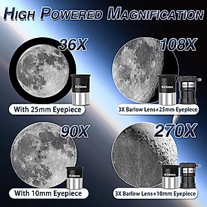 Telescope, 90mm Aperture 900mm Astronomical Refractor Telescope for Adults High Powered - Multi-Coated Professional Telescopes for Astronomy Beginners with AZ Mount, Portable Carry Bag, Phone Adapter