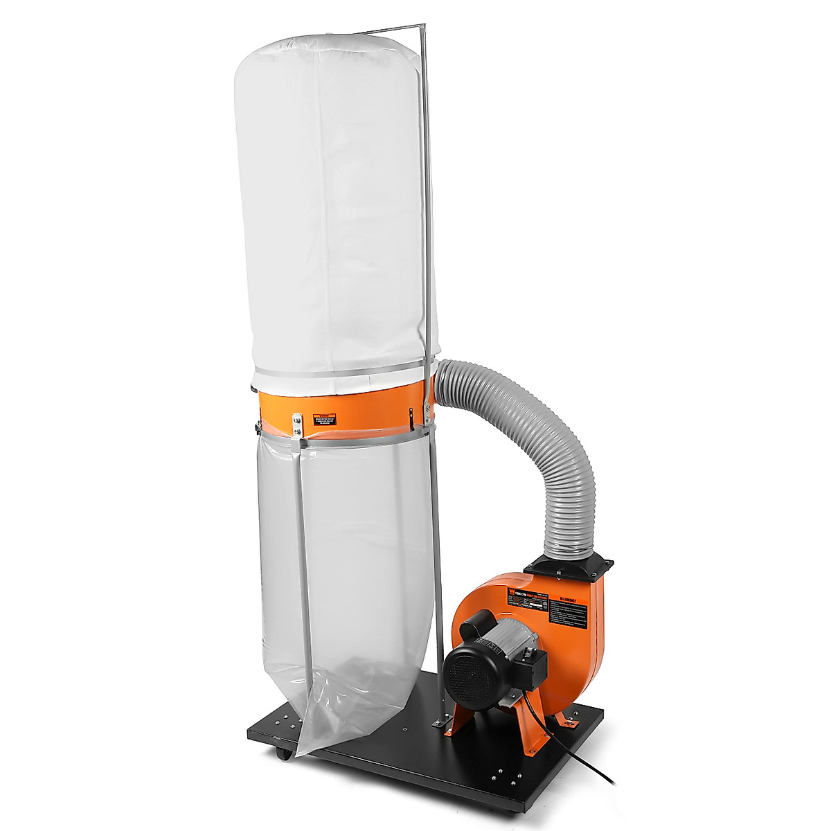 WEN DC1300 1,300 CFM 14-Amp 5-Micron Woodworking Dust Collector with 50-Gallon Collection Bag and Mobile Base , Black