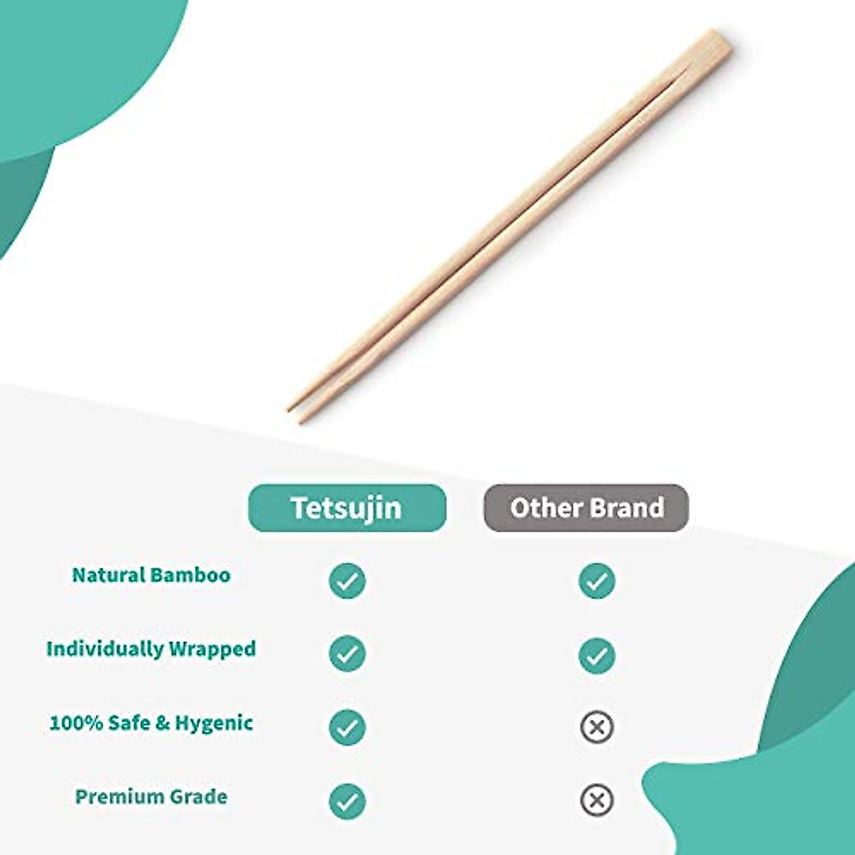 Bamboo Chopsticks - 100 Pairs - Premium Disposable Chopsticks - Individually Wrapped - Multi Pack Wooden Chopsticks Disposable