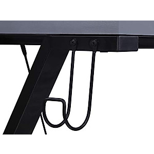 OSP Home Furnishings Checkpoint Battlestation L Shaped Gaming Desk with RGB LED Lights, Black