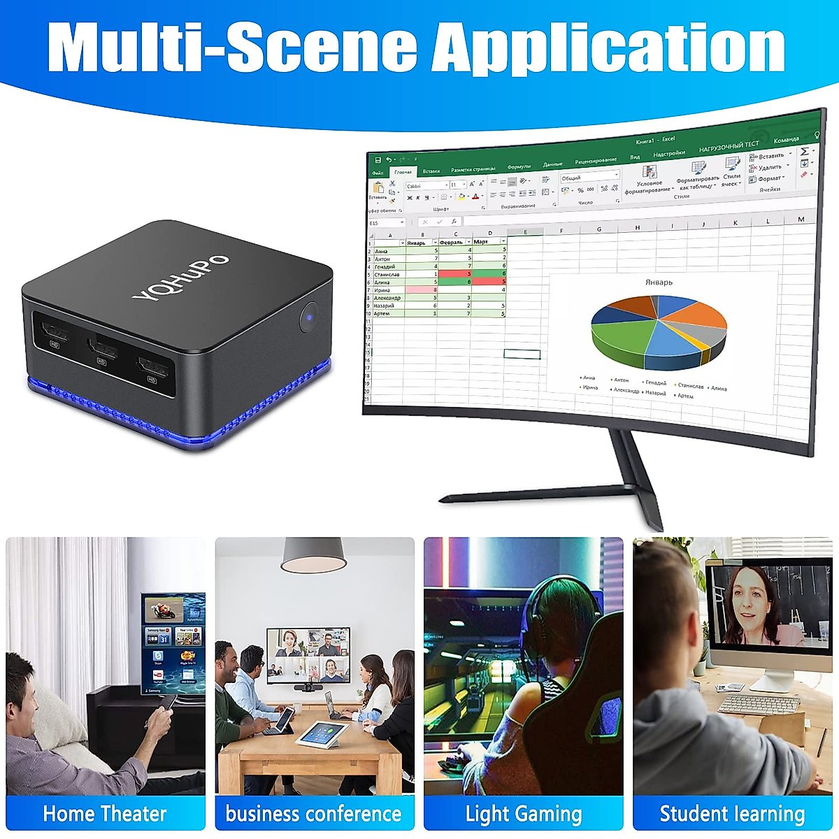 YQHuPo Mini PC Windows 11 Pro, 8GB DDR4 256GB SSD Intel Celeron N5105(Up to 2.9GHz) Mini Desktop Computer, Intel UHD Graphics, Triple HDMI 2.0 Output, 3X USB 3.0, WiFi6, BT5.0, Dual Gigabit Ethernet