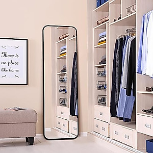 CTBRT 47x14 Inch Mirror Full Body Length Mirror Over The Door Hanging Mirror 47"x14" Wall Mounted Aluminum Alloy Frame Dressing Make-up Mirror for Entryway Bedroom Bathroom Living Room Black