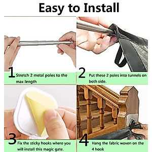 Pet Safety Guard Mesh Dog Gate [Easy-Series 70.9''x28.3'' ],Pet Gate Magic Gate for Dogs,Portable Folding Safety Gates Install Anywhere Wide Safety Fence for Hall Doorway and Stair