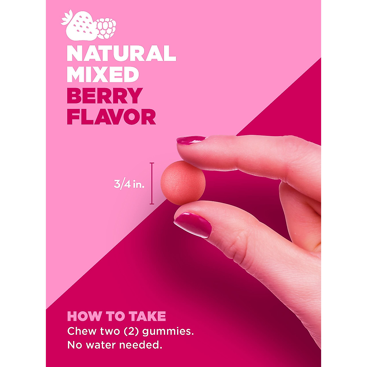 PINK Melatonin Gummies | 10mg | Max Potency | Vegan, Non-GMO & Gluten Free | 70 Count | Mixed Berry Flavor