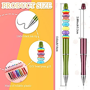 50 Pieces Plastic Beadable Pen Bulk Bead Ballpoint Pen Shaft Black Ink Beaded Pens with 50 Refills for DIY Making Gift Kids Students Office School Supplies (Bright Color)
