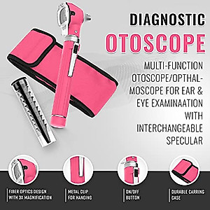 Surgicalonline Otoscope - Ear Scope with Light, Ear Infection Detector, Pocket Size, in 10+ Colors! (Pink)