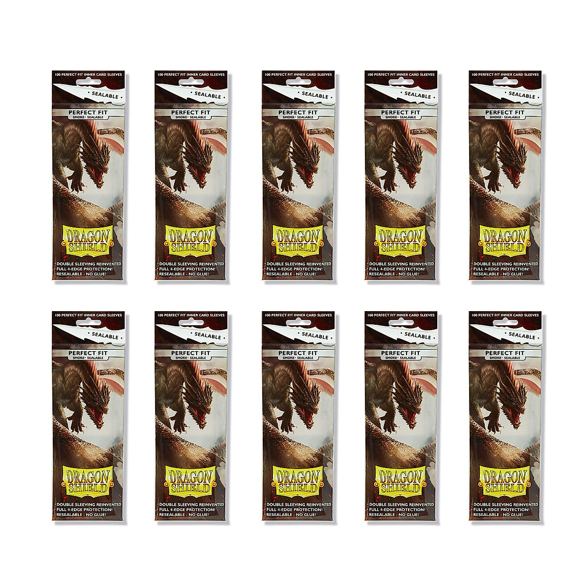 Dragon Shield 100 Standard Size Smoke Resealable Sleeves (10 Packs)