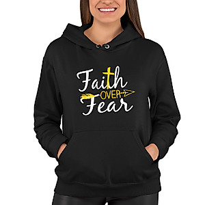 Go All Out Medium Black Mens Faith Over Fear Cross & Arrow Christian Jesus Sweatshirt Hoodie