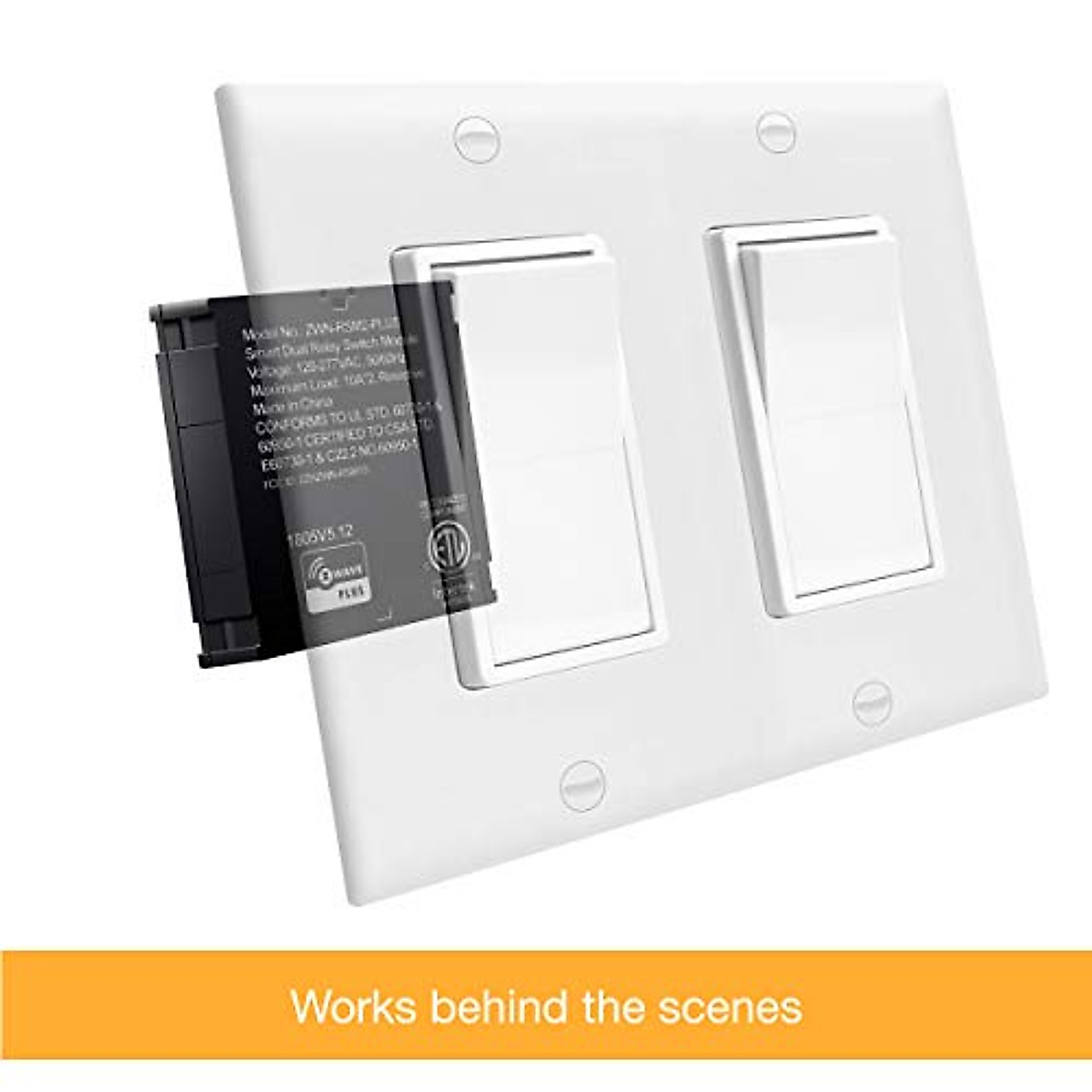 ENERWAVE Z-Wave Plus Dual Relay Module, Hidden Smart Switch, Single Pole, 120-277VAC, 10A Per Relay, Neutral Wire Required, ZWN-RSM2-PLUS, Black, 2-Pack (New Version)