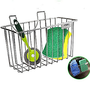 Kitchen Sponge Holder Brush Rack Sink Caddy Organizer Soap Dishwashing Liquid Drainer Stainless Steel Kitchen Tools