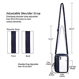 befen Cell Phone Purse Wallet Crossbody for Women, Genuine Leather Phone Bag Zip Around Crossbody Bag-Dark Blue