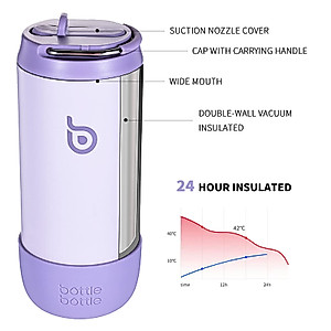 BOTTLE BOTTLE Kids Water Bottles 12 oz Insulated Water Bottles for School with Leak Proof Lid Double Wall Vacuum Stainless Steel Water Bottle Keep Hot and Cold for Boys Girls Travel (purple)