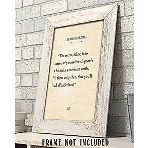 Alice in Wonderland Decor - The Secret, Surround Yourself With People Who Make Your Heart Smile - 11x14 Unframed Typography Book Page Print - Perfect Alice in Wonderland Gifts and Decorations