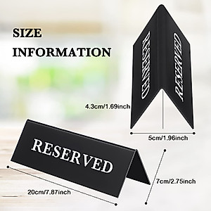 6 Pieces Plastic Reserved Table Sign Table Tent Wedding Guest Reservation Seat Sign for Restaurant Wedding Chairs(7.9 x 2.7 Inches,White Words Black Background)
