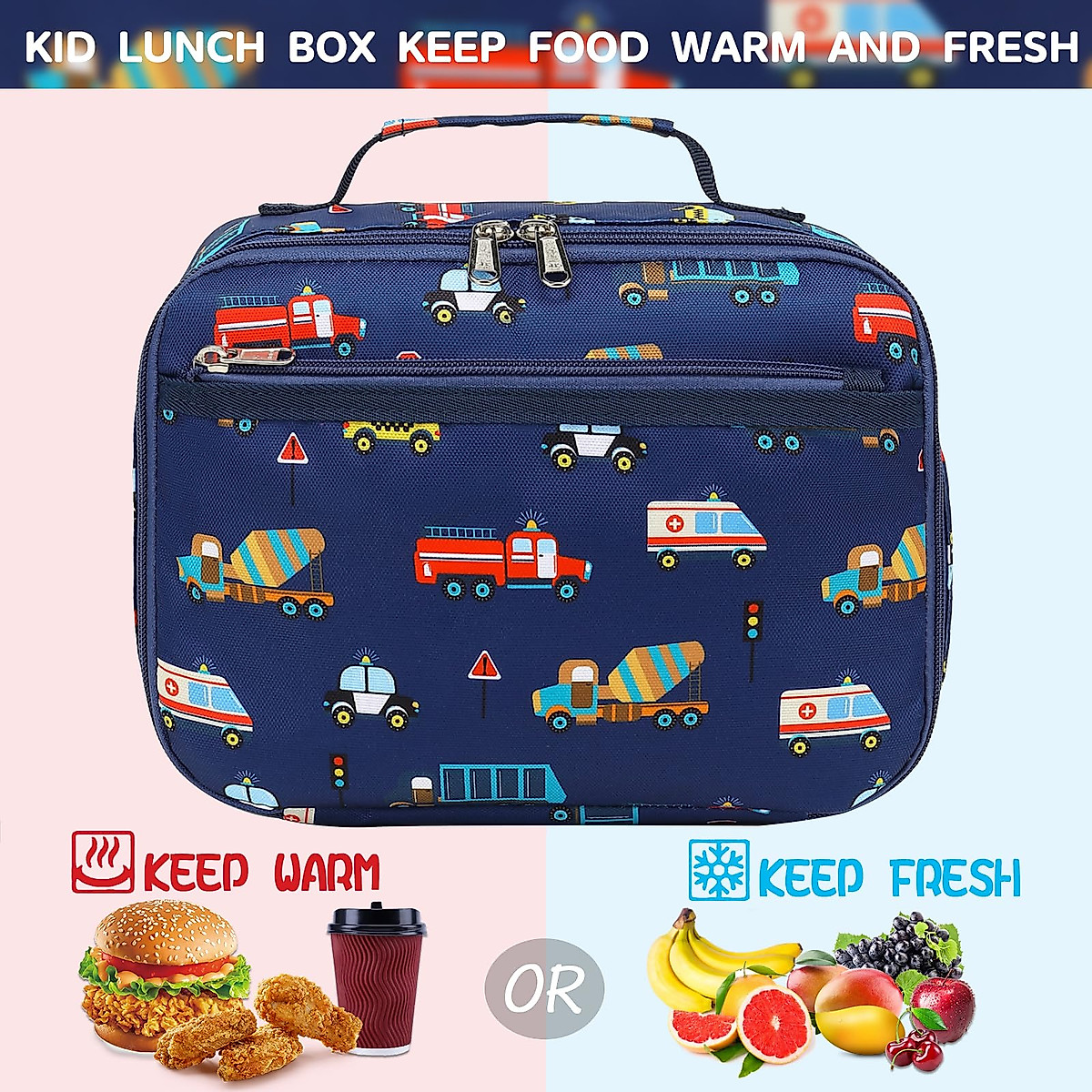 LOIDOU Lunch Box for Kids Boys Girls Insulated Lunch Bag Thermal Meal Tote Reusable Lunch Pail Bags for School Travel