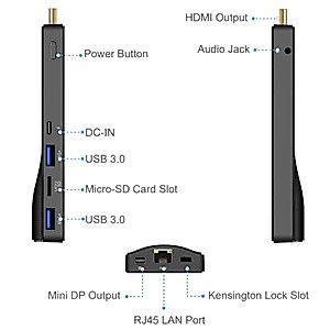 AWOW Fanless Mini PC Stick Windows 11 Pro Celeron J4105 8GB 128GB, Micro Desktop Computer Stick Support HDMI/Mini DP Dual 4K 60Hz, WiFi/BT/Gigabit Ethernet, Stick PC for Business/Office/Home/IOT