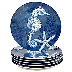Certified International Oceanic 11" Melamine Dinner Plate, Multi Colored, Set of 6