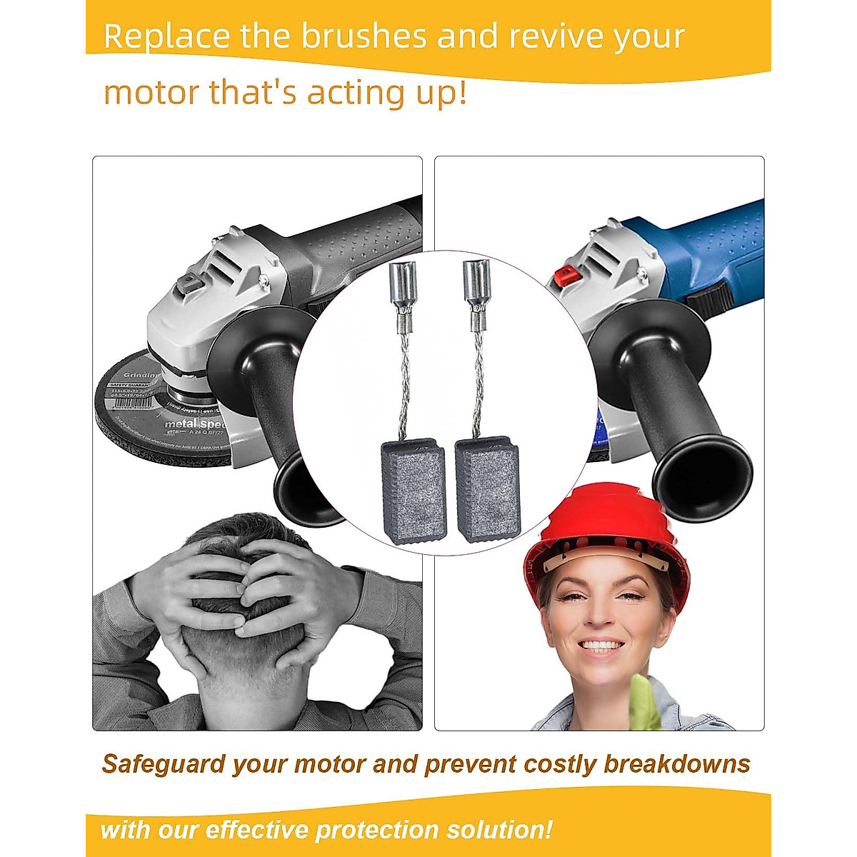 4 PCS Carbon Brushes Compatible for Bosch 1380 GWS 7-115 Angle Grinder 1 619 P02 870 S16G, Brush Replacement Part for Power Tools