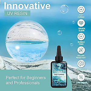 Deeteck UV Resin Kit with Light for Beginners-400g Highly Crystal Clear Hard Epoxy Resin Supplies with 200pcs Making Kit and UV Lamp, Silicone Molds for DIY Arts and Crafts, Fast Curing for Making