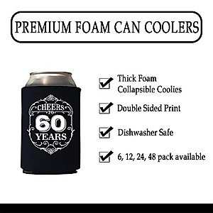 Veracco Cheers To 60 Years 60th Birthday Gift Sixty and Fabulous Party Favors Decorations Can Coolie Holder (Black, 6)