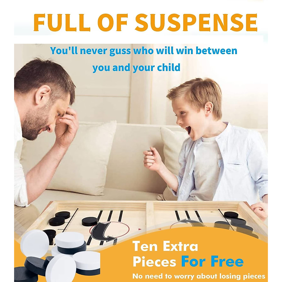 Fast Sling Puck Game Large Fast Sling Puck Game, Foosball Wooden Board Game for Kids and Family, Sling Puck Winner Board Games for Family, Birthday Gift, Large Size with L（23.6in*11.8in）