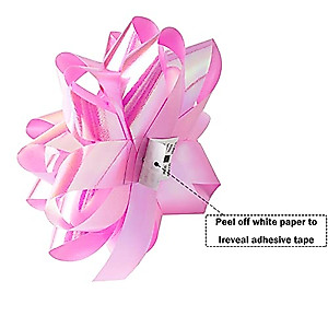 WRAPAHOLIC Holographic Gift Bow Assortment (24 Bows) Light Blue, Pink, Yellow, Orange, White for Birthday, Wedding, Christmas, Baby Shower, Bridal Showers