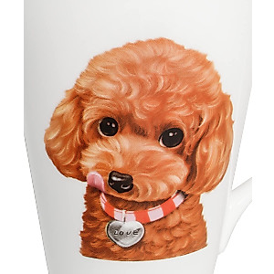 Pet Portrait Porcelain Water Cup w Lid & Spoon (Poodle(Red))
