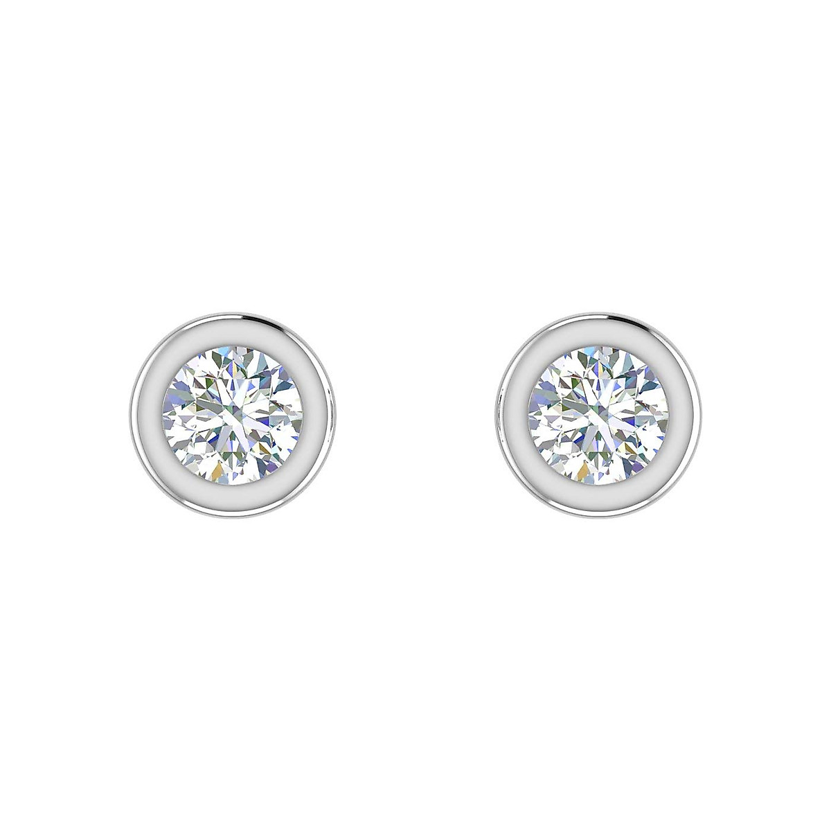 1/5 Carat Bezel Set Diamond Stud Earrings in 10K White Gold
