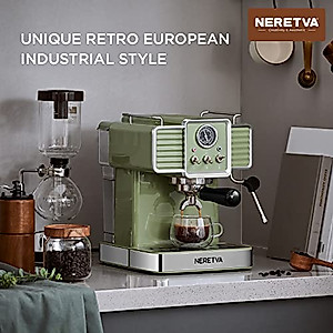 Neretva 15 Bar Espresso Machine with Milk Frother, 1350W, 54 Oz Water Tank - For Home Barista