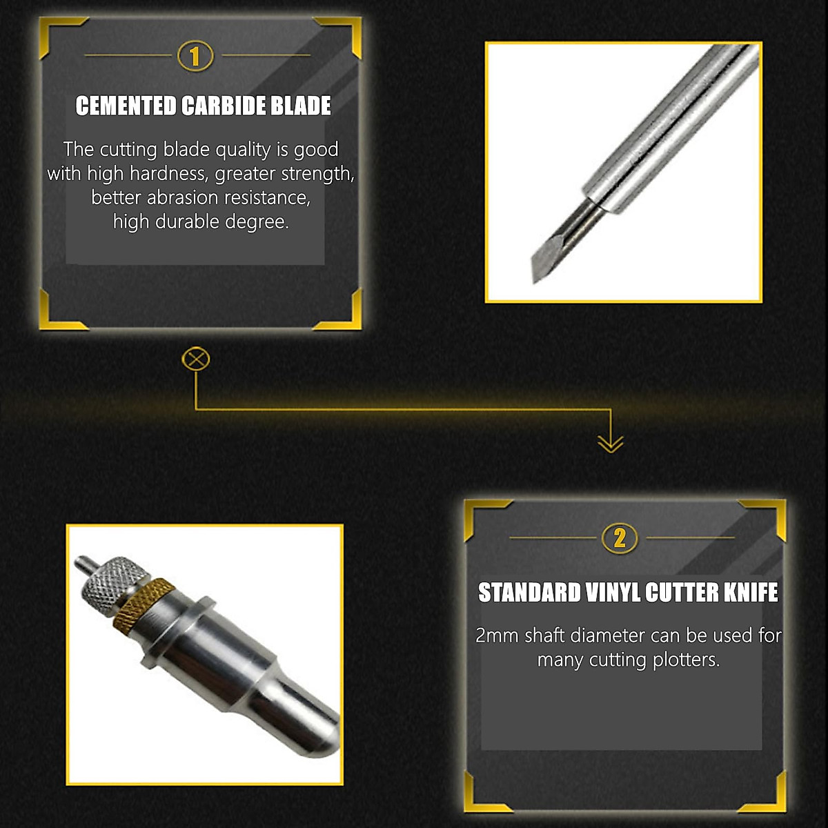 10Pcs Cutting Knife 30/45/60 Degree Plotter Cutter Blades Cemented Carbide GCC Cutter Cutting Plotter Blade Replacement Cutter Blades (45°)