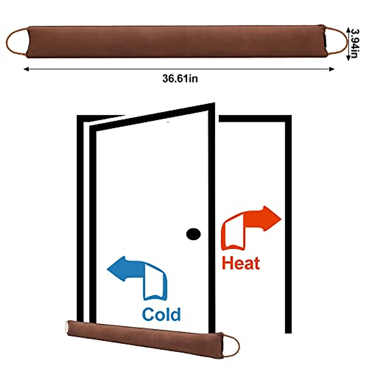 CIMA 36" Weighted Under Door Draft Stopper, Bottom Door Seal Sound Wind Blocker Weather Stripping (Brown, 36 inch, 2.0 LBS)