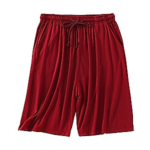 Men's Outdoors Shorts Elastic Waist Baggy Shorts Loose Fit Lightweight Sports Shorts Breathable Pajama Lounge Shorts (Red,4X-Large)