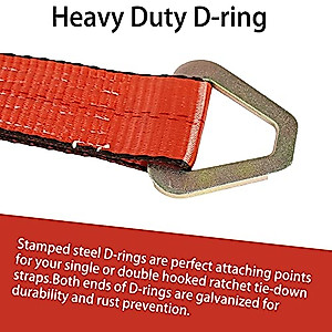 4 Pack 2"x 36" Tow Axle Strap Race Car Truck Wrecker Hauler Wheel Tie Down Strap with D Ring 10,000 Lb Combination Breaking Strength(Red)