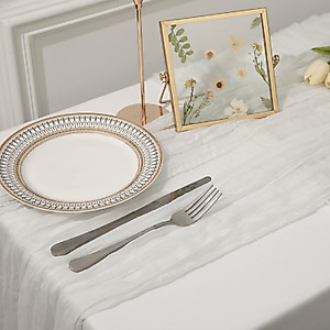 8 Pack 10Ft Cheesecloth Table Runner 35x120 Inch Boho Gauze Table Runner Rustic Cheese Cloth Long Table Runner Romantic Table Runner for Wedding Bridal Shower Birthday Party Table Decor (White)