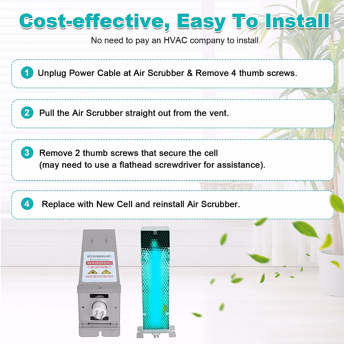 Air Scrubber Plus Replacement Üν Bulb and Cell for ActivTek InDuct 2000, A1013P, A1013Q, A1013A, A1013C, A1013T, Ozone Free, Air Scrubber Advanced Photocatalytic Oxidation (PCO) 9 Inch, 1 Unit