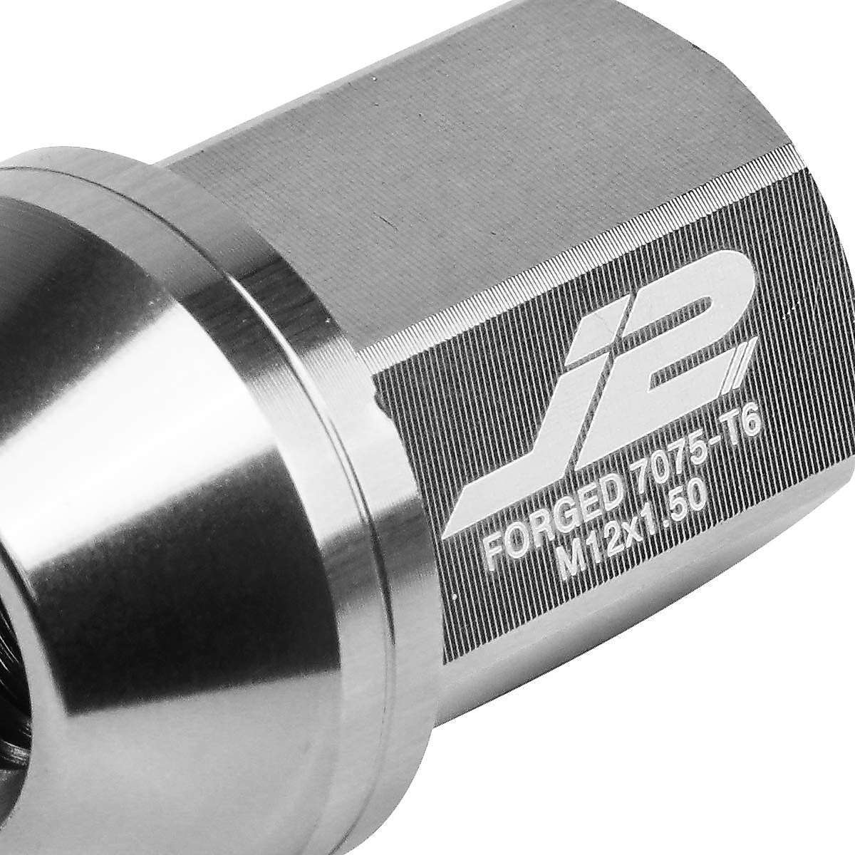 J2 Engineering 7075 Aluminum Silver M12 x 1.5 20Pcs L: 35mm Close End Lug Nut w/Socket Adapter