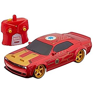 Jada Toys Marvel 1:16 Iron Man 2019 Dodge Challenger SRT Hellcat RC Remote Control Car 2.4GHz, Toys for Kids and Adults, Red