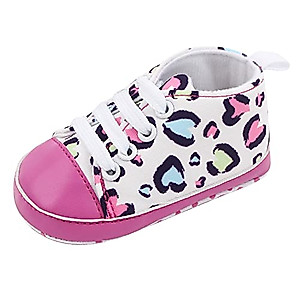 Lykmera Infant Toddler Shoes Sneaker Bow Glitter Sequins Non Slip Breathable Princess Shoes Baby Girls Sports Walking Shoes (Hot Pink, 0 Months)