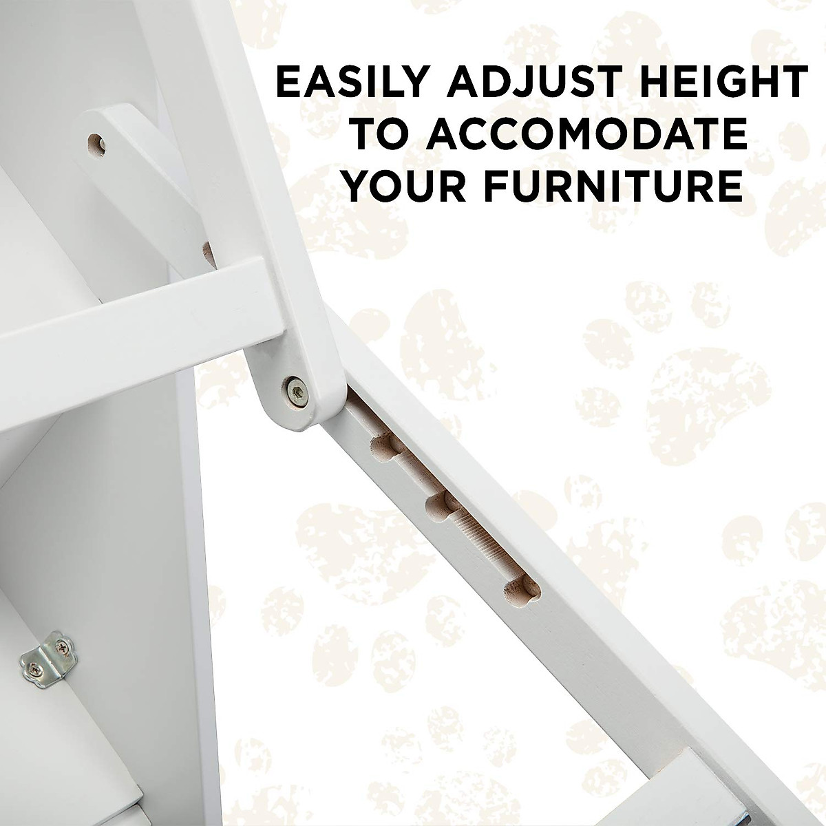 Arf Pets Wood Dog Stairs, 4 Levels Height Adjustment Wide Pet Steps, Foldable, White