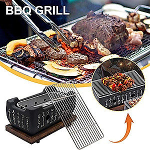 Japanese Style BBQ Grill, Japanese Barbecue Grill Portable Barbecue Stove Japanese Food Charcoal Stove/BBQ Plate Household Barbecue Tools Accessories (BBQ Grill (24X12.5cm))