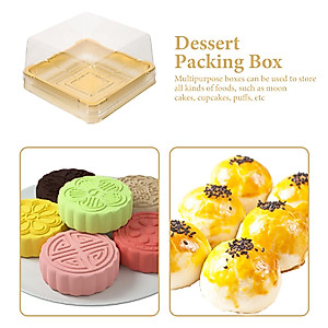 KALLORY 50pcs Boxes muffins Cupcake Container Moon Cake Containers Dessert Containers With Lids Cake Carrier Moon Cake Display Holder Cake Containers With Lids dome plastic biscuit