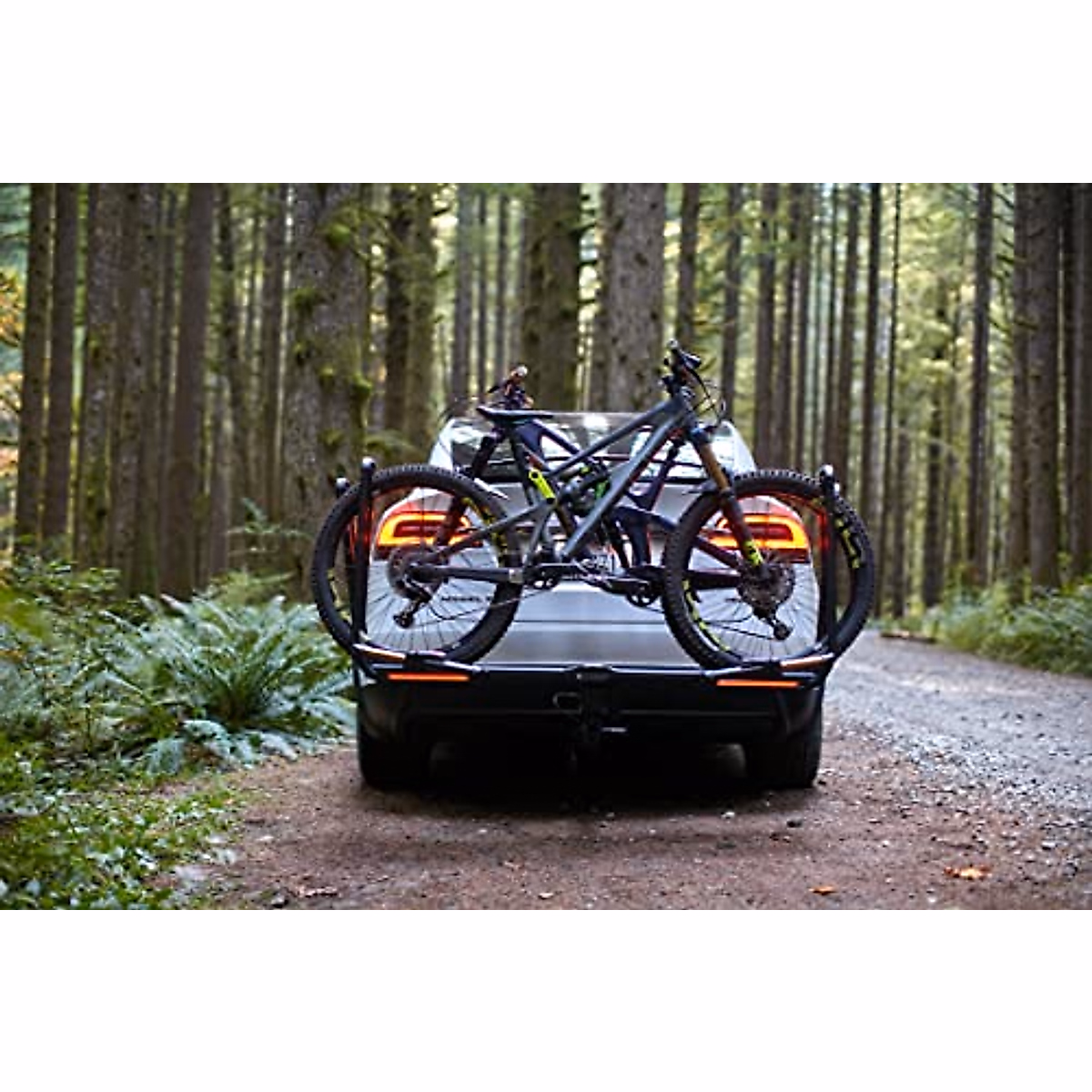 KUAT 2" Piston Pro X LED Dual Ratchet Hitch Rack - Secure Rugged Kashima-Coated Portable Foldable Easy-to-Use No Frame Contact 2-Bike Hauling Platform with 53" Max Wheelbase & 5" Max Tire Width