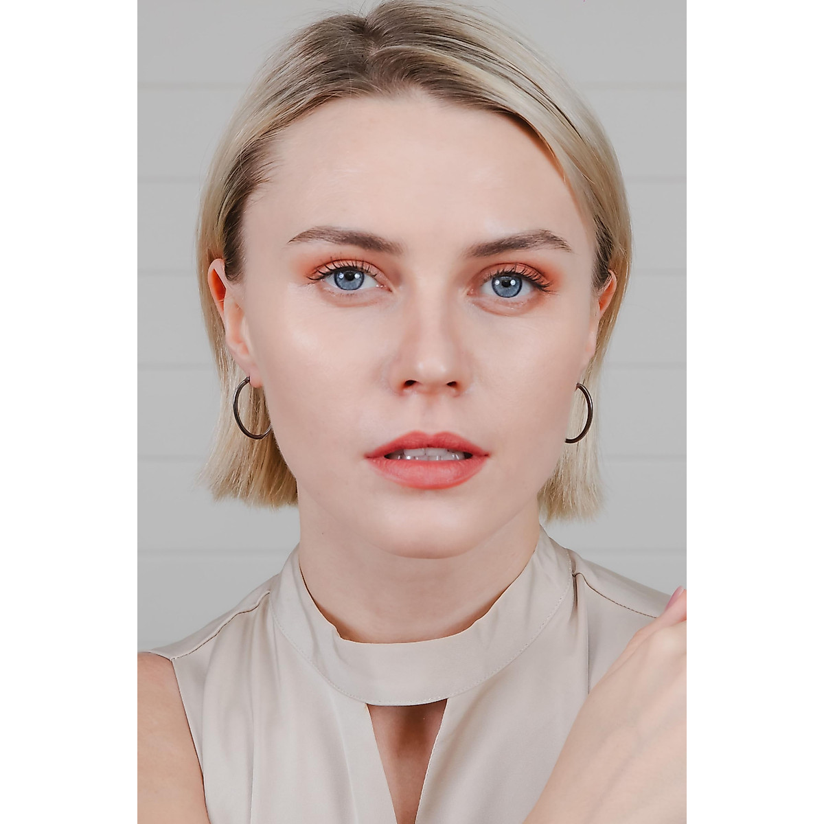 Black Flashed Sterling Silver 2mm Oval Square-Tube Hoop Earrings, 20mm