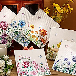 Sunnyray 12 Pcs Swedish Kitchen Dish Towels Dishcloth Reusable Sponge Cleaning Cloth Kitchen Towels Absorbent Washable Dish Cloth Drying Hand Towel(Multicolor, Wildflowers)