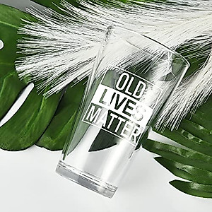 Waipfaru Old Lives Matter Beer Glass, Funny Pint Glasses for Christmas Father’ s Day Birthday Retirement, Unique Gag Gifts for Dad Papa Grandpa Senior Citizen Men, 15Oz