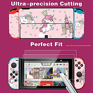 oqpa for Nintendo Switch OLED 2021 Skins Stickers for Girls Boys Kids Cute Kawaii Cartoon Character Design Fun Decals with Tempered Glass Screen Protector for Nintendo Switch OLED(Pk Lash)